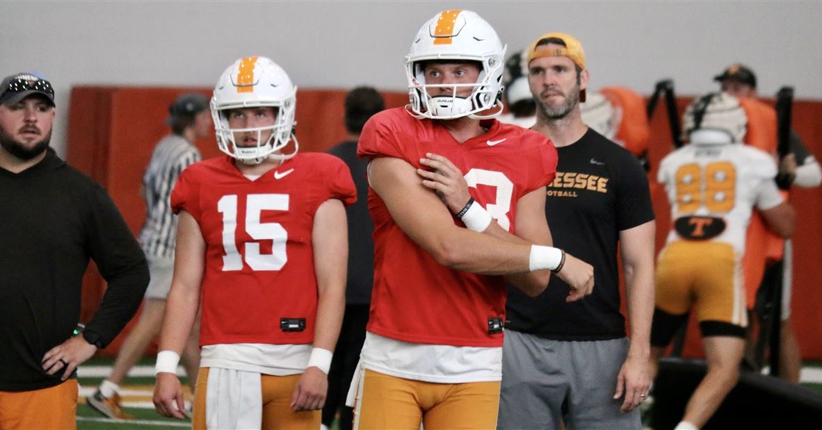 Heupel 'pleased with the development' of Vols QBs Gaston Moore, Jake ...