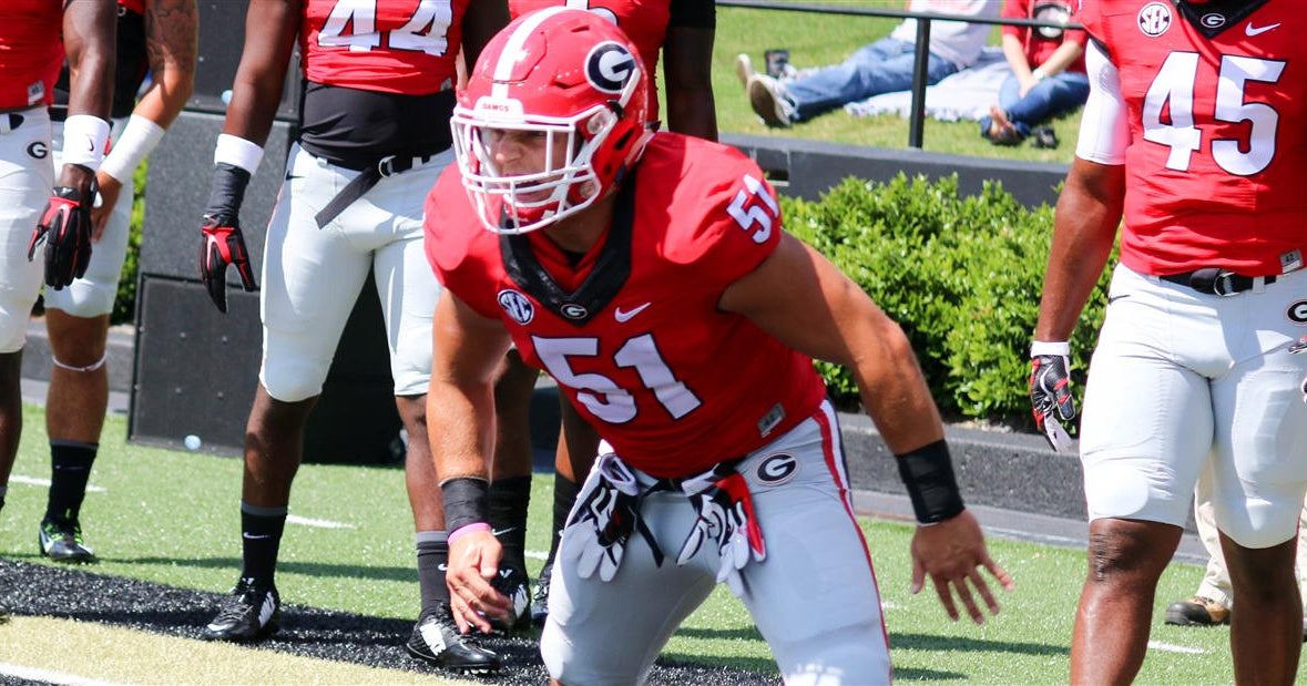 Georgia linebacker Jake Ganus readies for meeting with Alabama