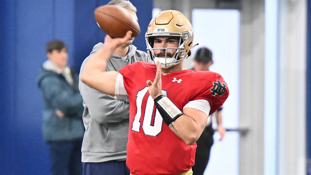 Notre Dame Football Practice Clips — Last Look At Sam Hartman Before ...