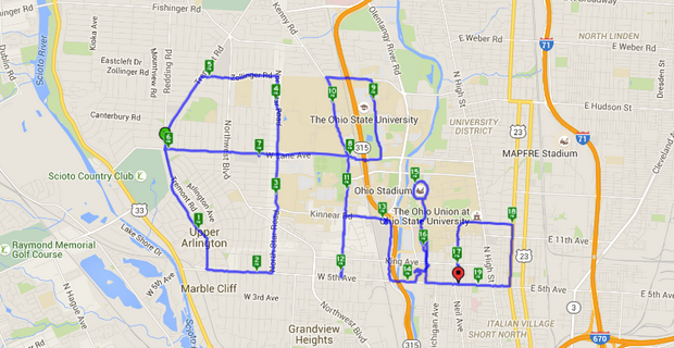 Ohio State fans spell out script 'Ohio' on Google Maps