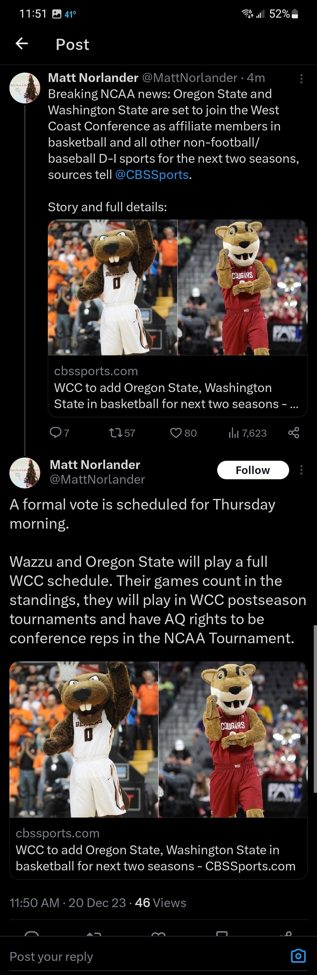 WSU to play WCC schedule next 2 years in Basketball?