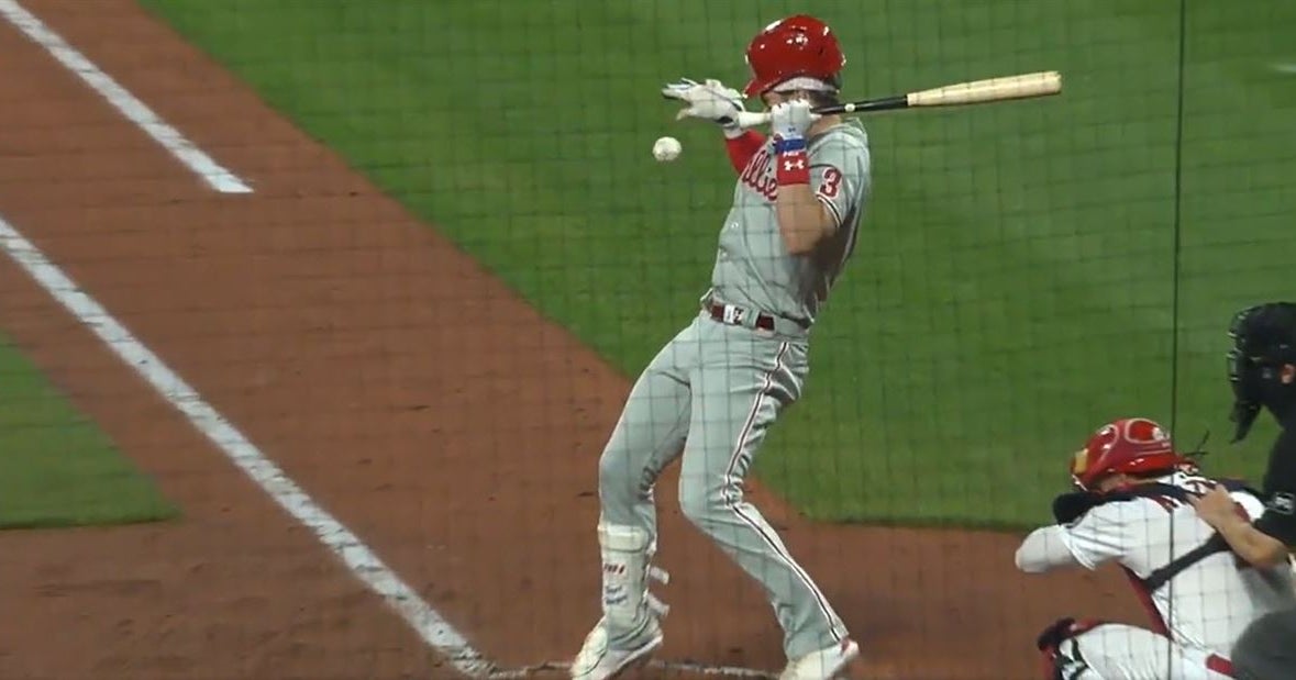 Bryce Harper exits game after getting hit in face by 97-mph pitch