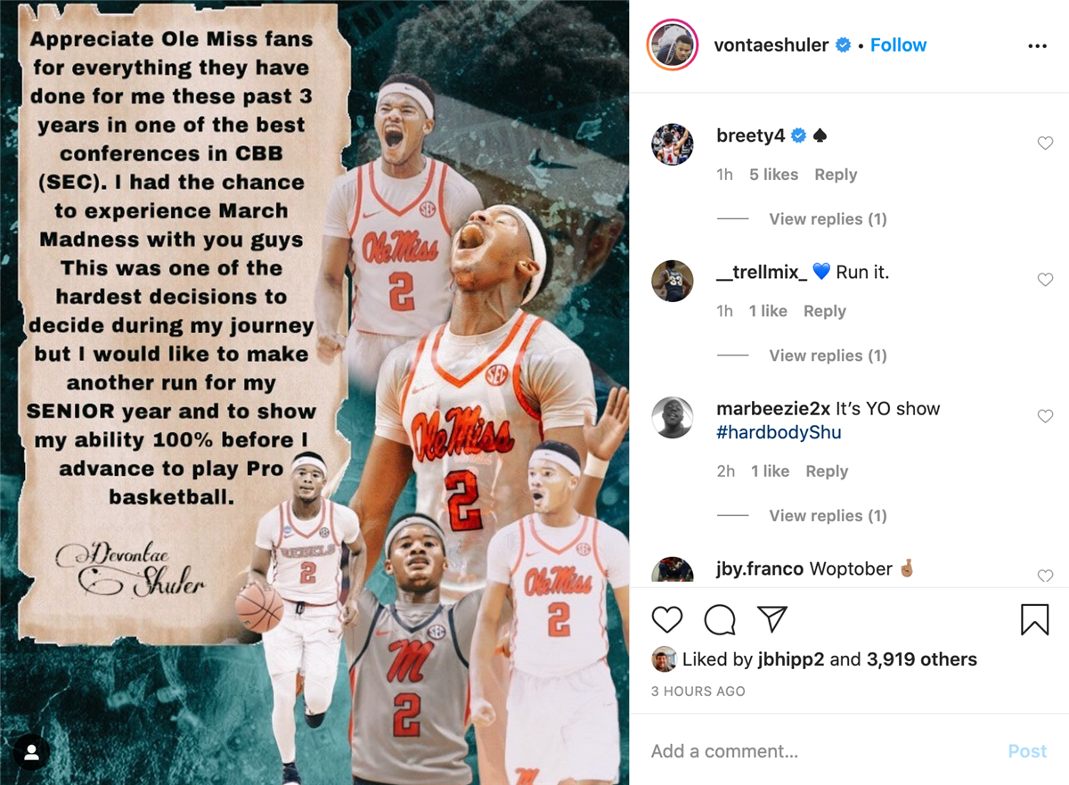 Shuler makes it official, says he's returning for senior season