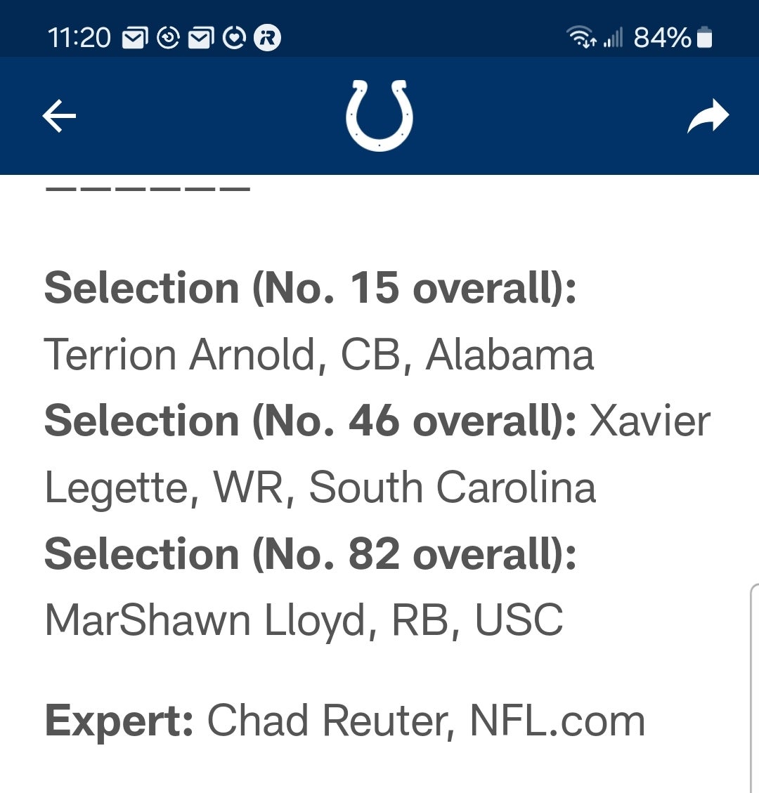 This 3 round draft would be ideal for me as a Colts' fan
