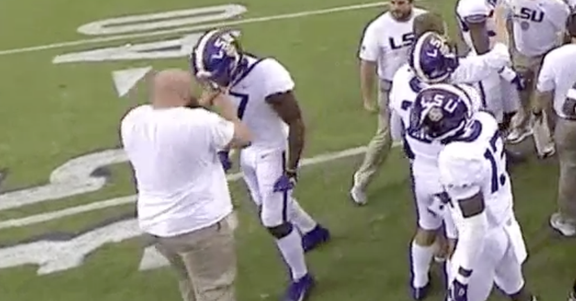 WATCH: LSU strength coach head butts player