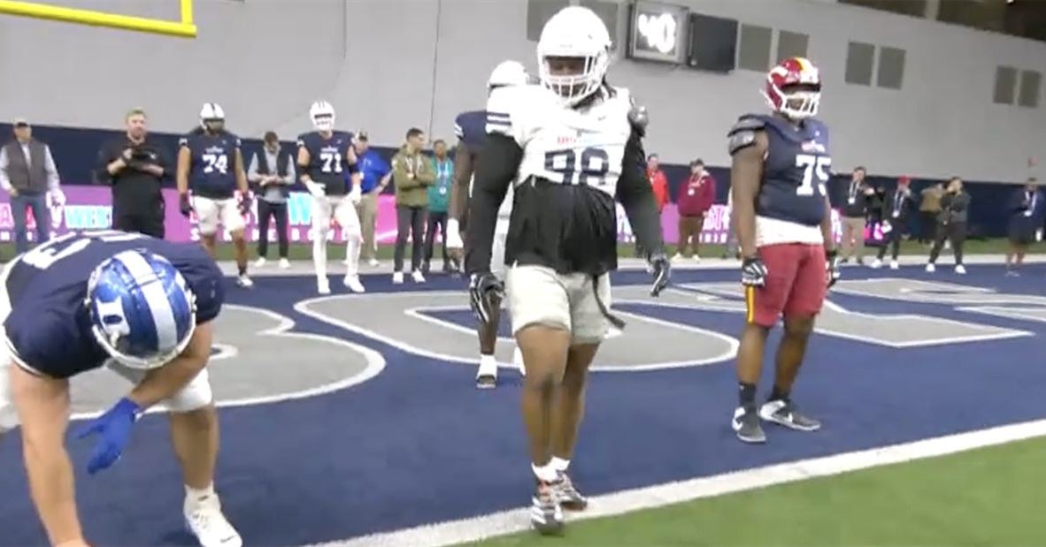 VIDEO: DT David Blay at East-West Shrine Bowl practice; Day 1