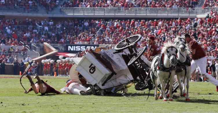 Flipboard: Oklahoma Sooner's mascot crashes on field in scary scene