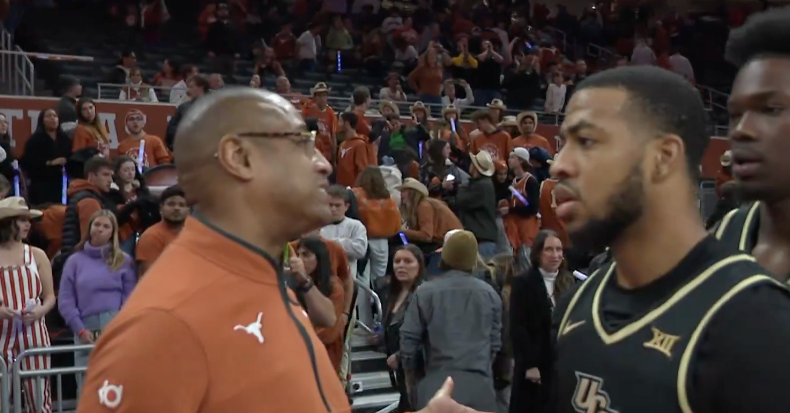 Texas coach Rodney Terry spikes UCF players for 'horns down' signs ...