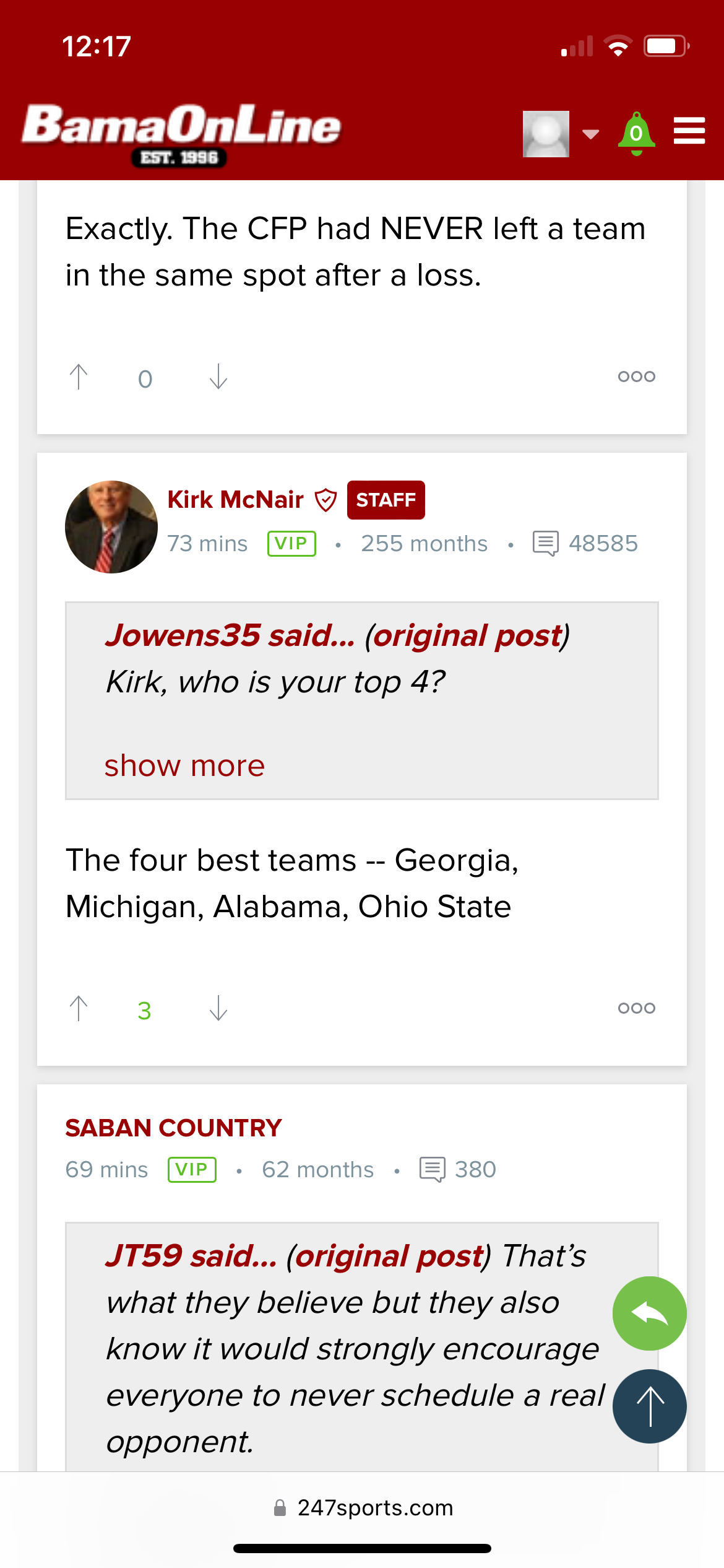 Just Wow. Think Bama 247 has lost it.
