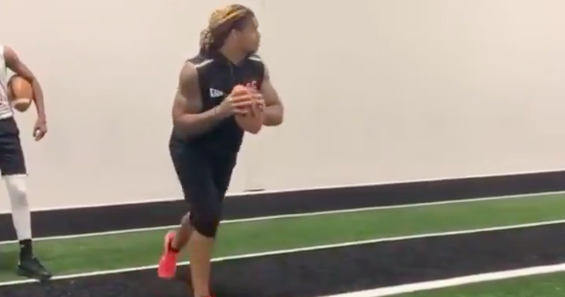 WATCH: Chase Young shows off arm with money throw on run