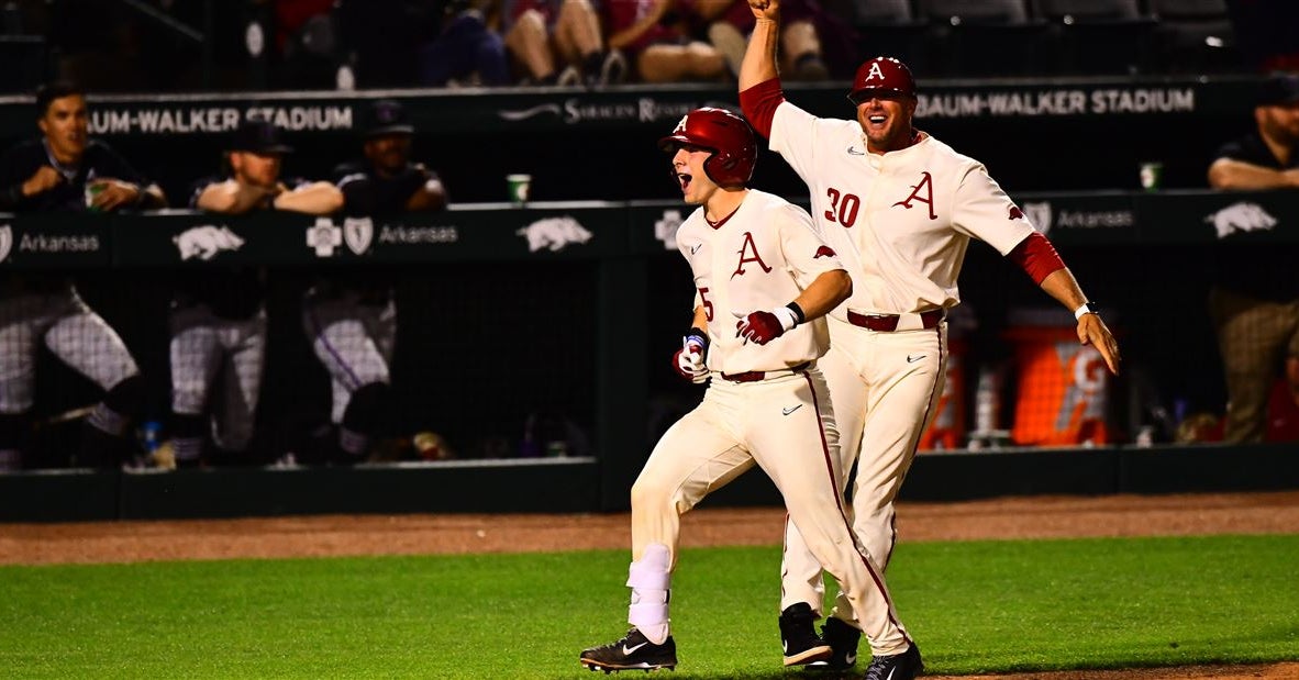 Arkansas' Dylan Leach hits for cycle, highlights offensive explosion vs ...