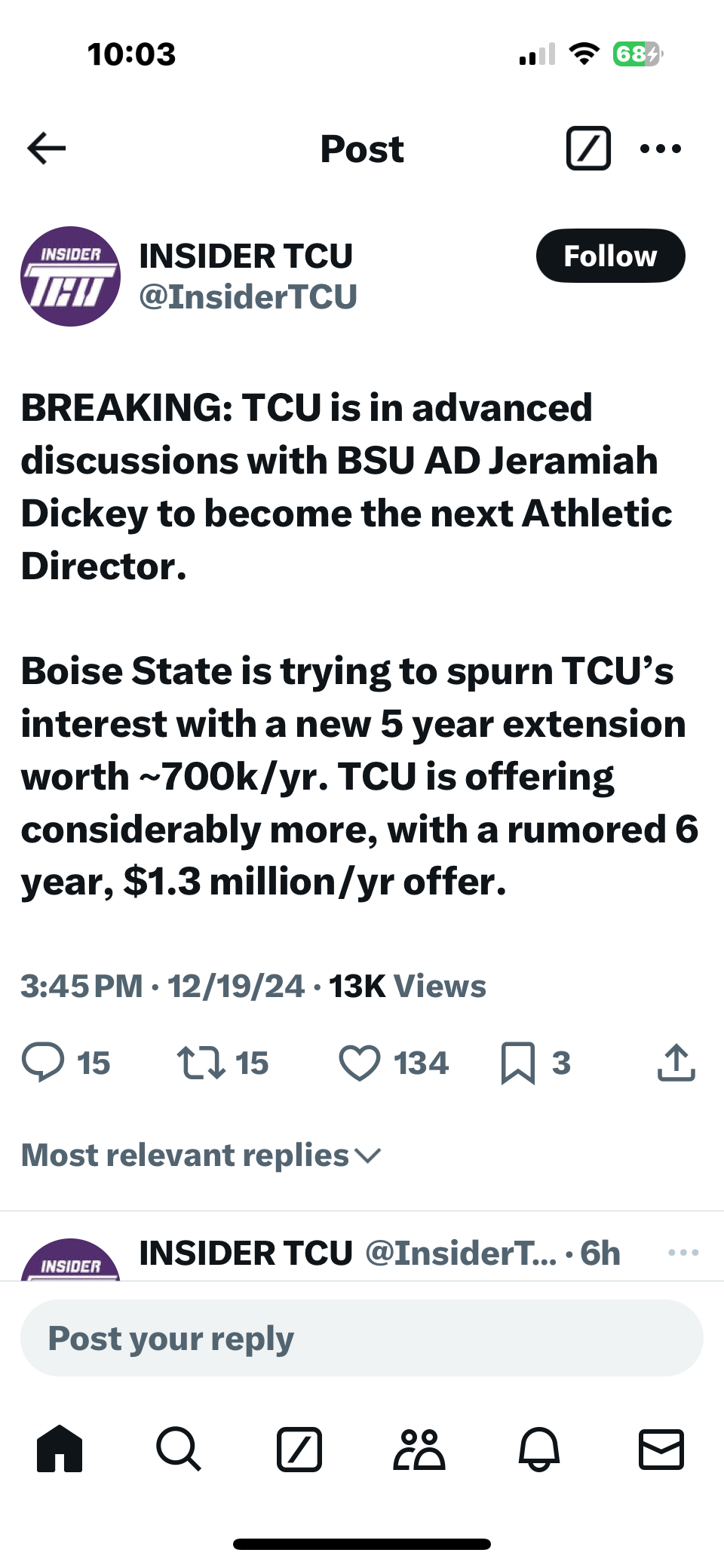 Smoke or Fire…Dickey to TCU??