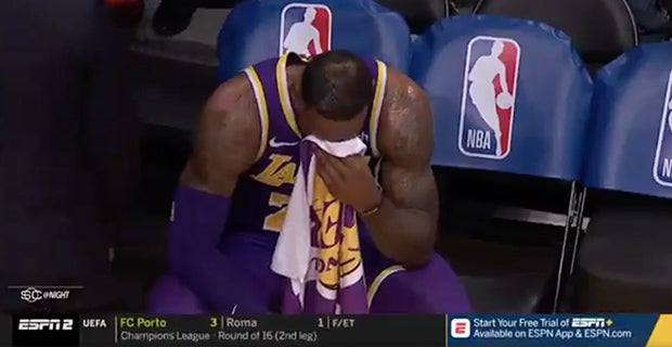 LeBron James seems to cry after passing Michael Jordan