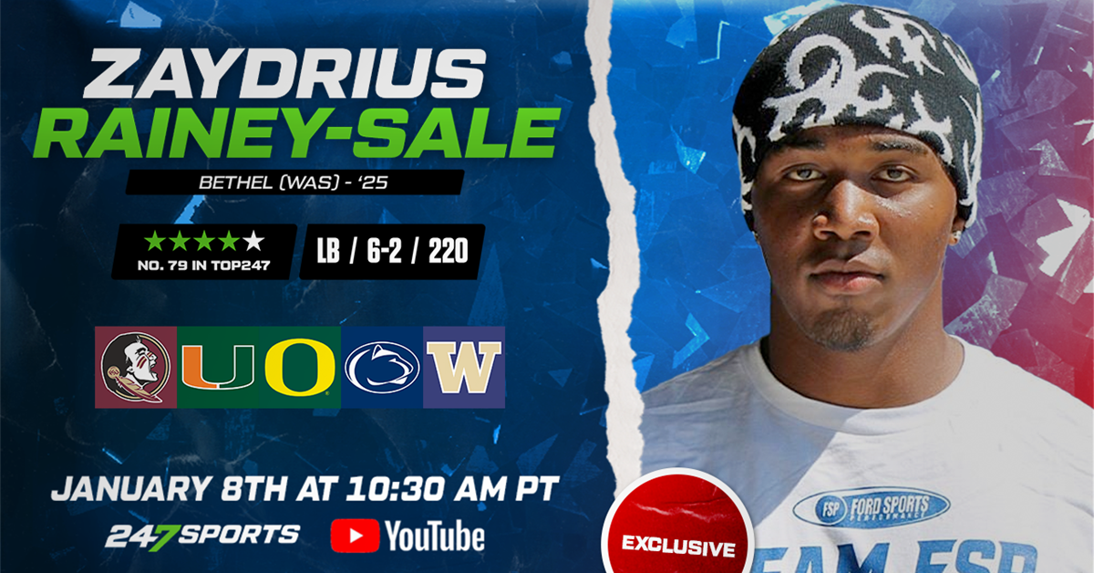 2025 4-star LB Zaydrius Rainey-Sale to announce on Monday, Jan. 8, on ...