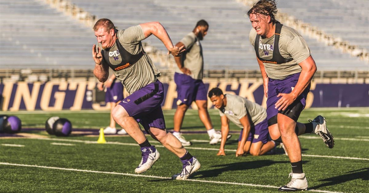 Trey Adams works out as players come back for summer training
