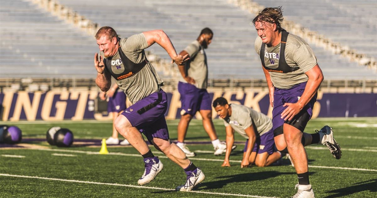 Trey Adams works out as players come back for summer training