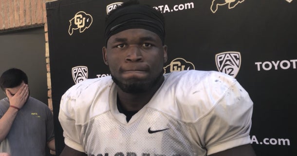 Alex Tchangam meets with media following two sack performance