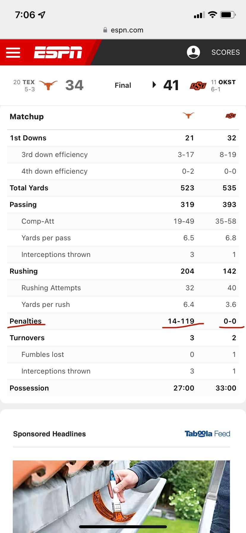 Texas vs Okie St