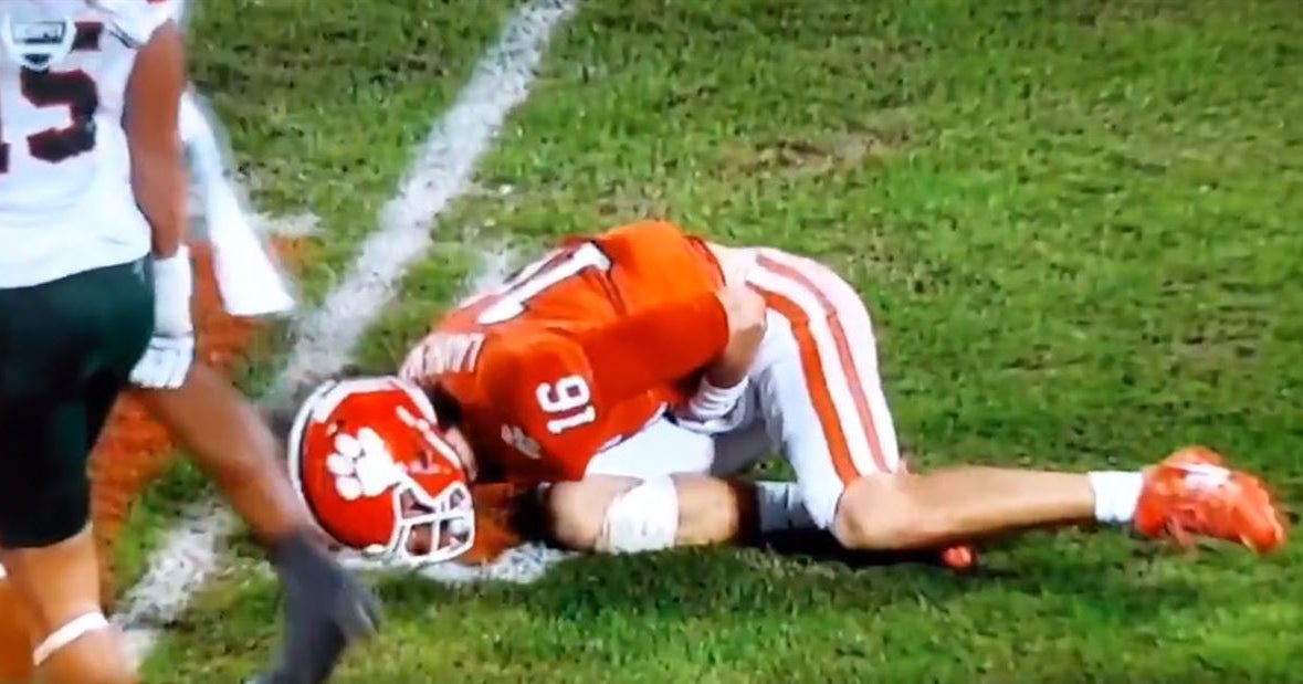 WATCH: Trevor Lawrence takes nasty hit on targeting penalty