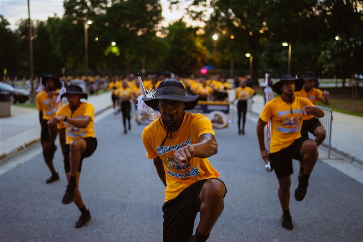 Watch: N.C. A&T's Blue and Gold Marching Machine performs NFL halftime show