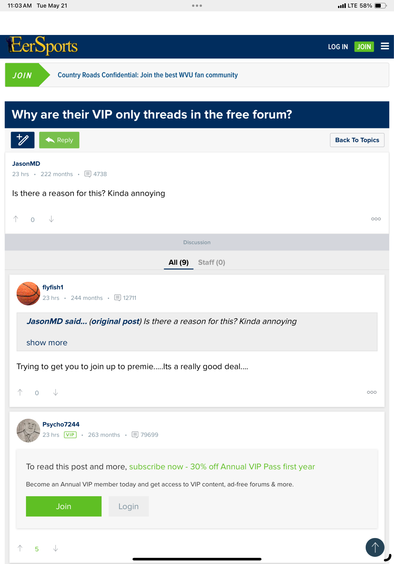 Why are their VIP only threads in the free forum?
