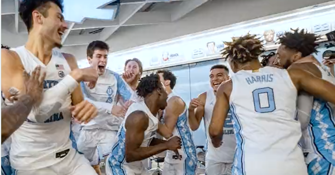 WATCH: UNC Celebrates in Locker Room After 72-51 Win Over Michigan