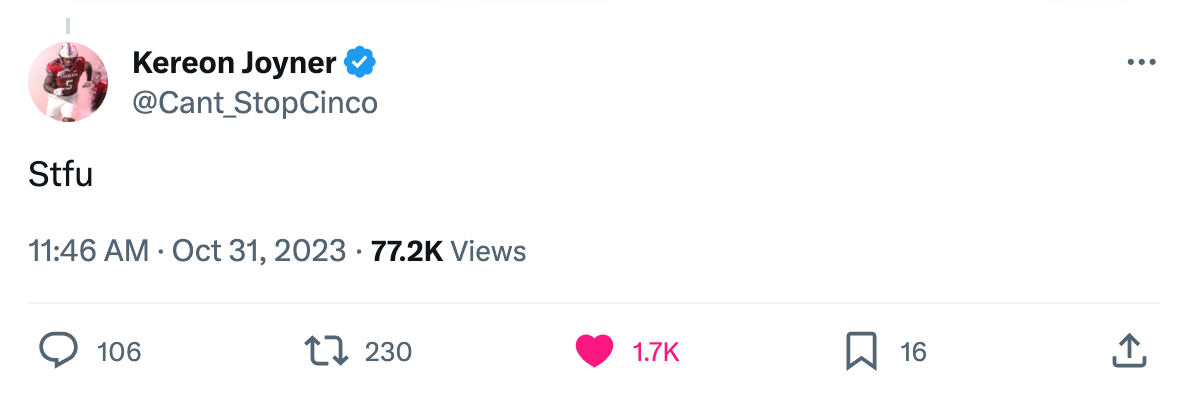 Joyner shares his message to the team