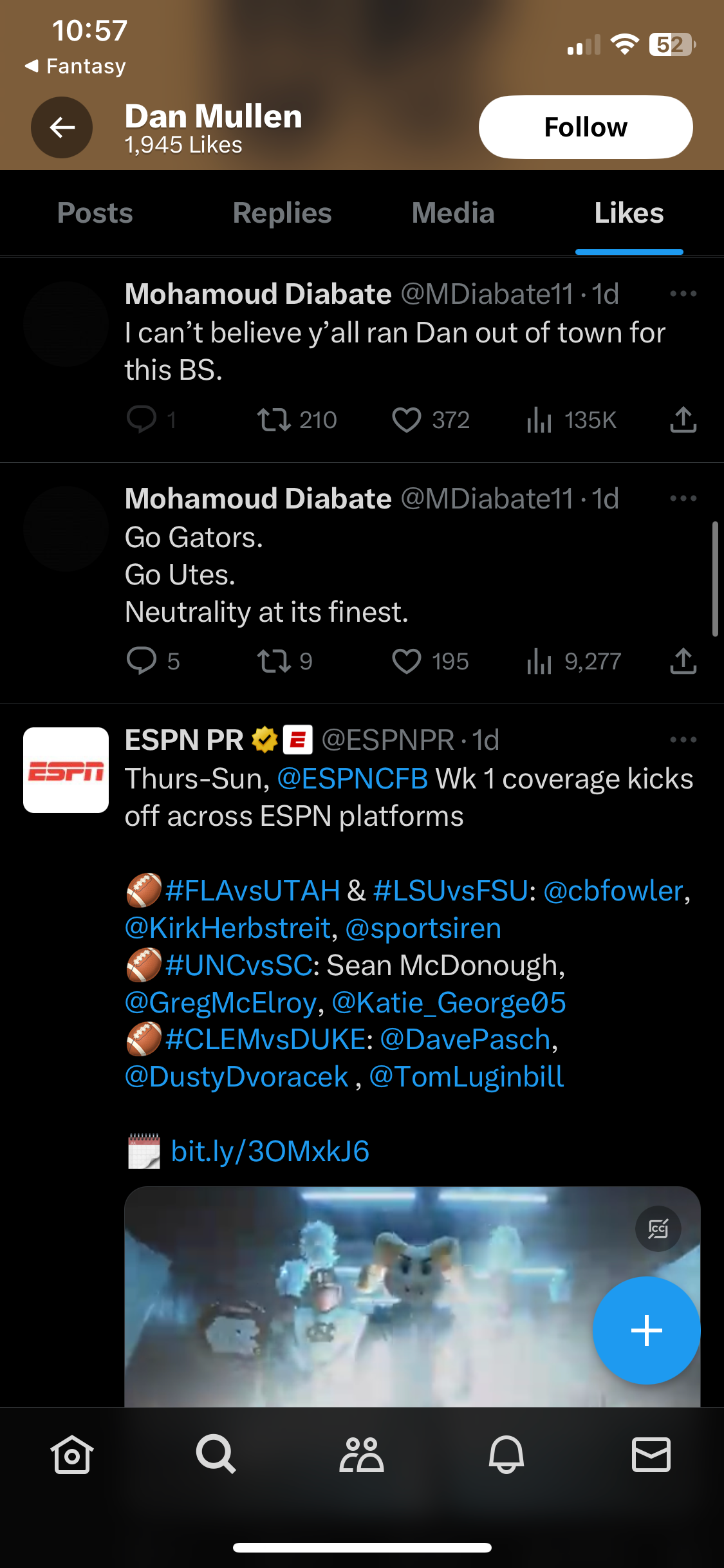 Dan Mullen being petty on Twitter/X