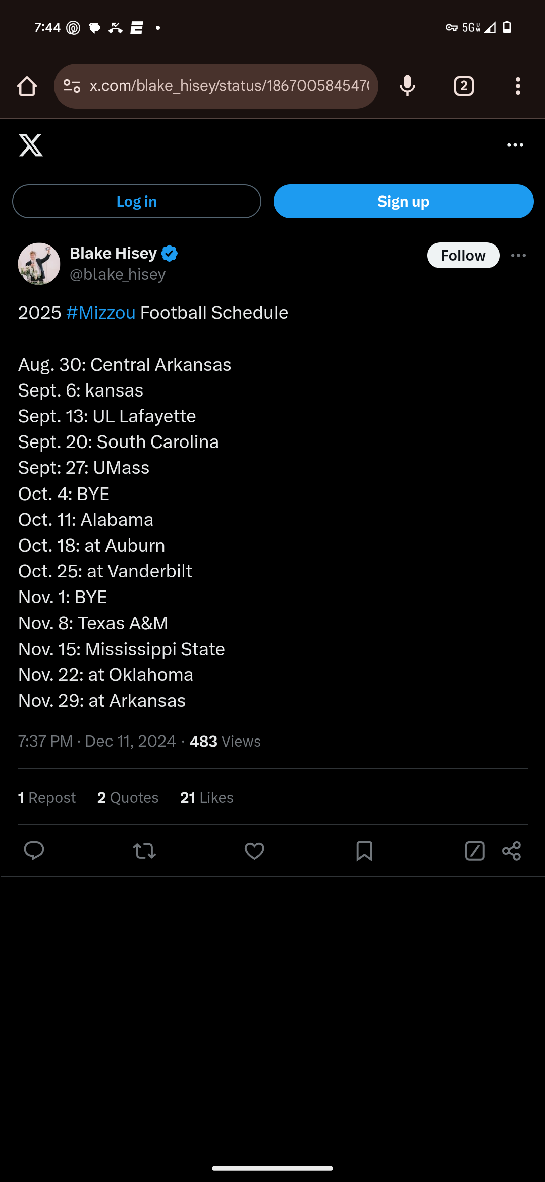 Miz and easy schedules