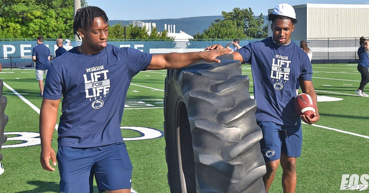 Penn State freshmen running backs Kaytron Allen, Nick Singleton ...