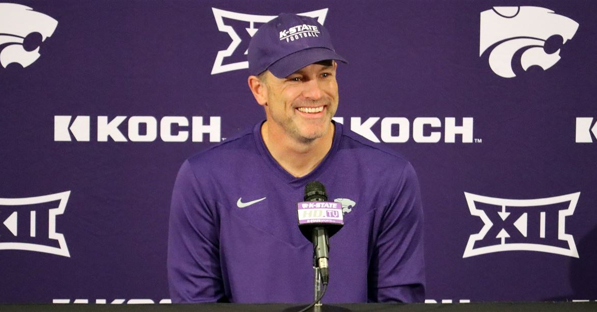 Kansas State co-offensive coordinator Matt Wells meets with media for ...