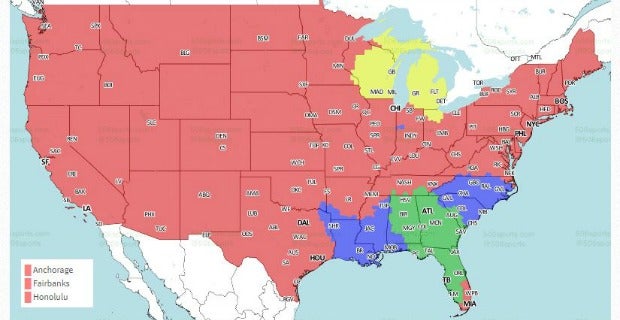 TV coverage map released for Packers vs. Lions