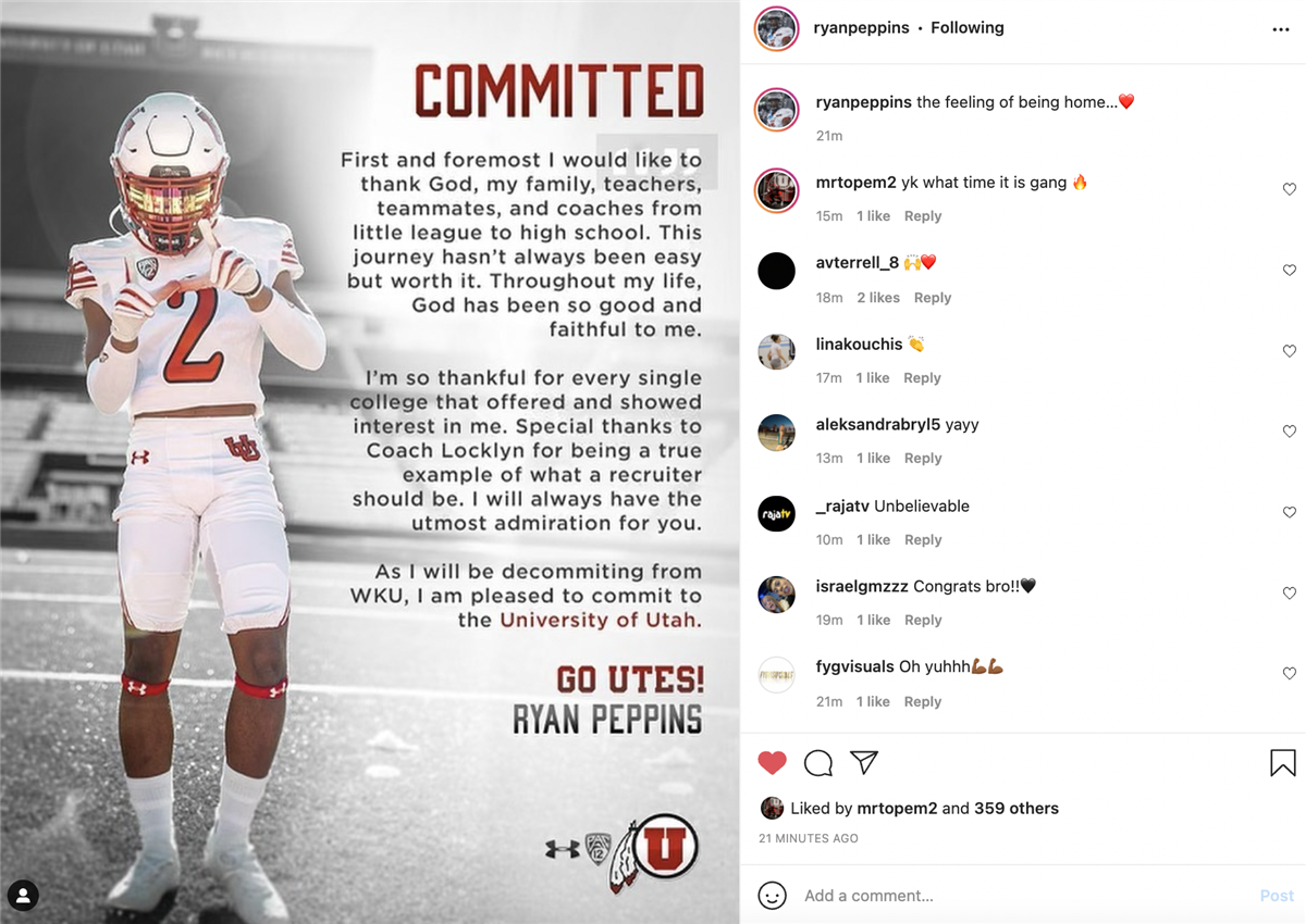 BREAKING: Utah flips the commitment of explosive receiver Ryan Peppins