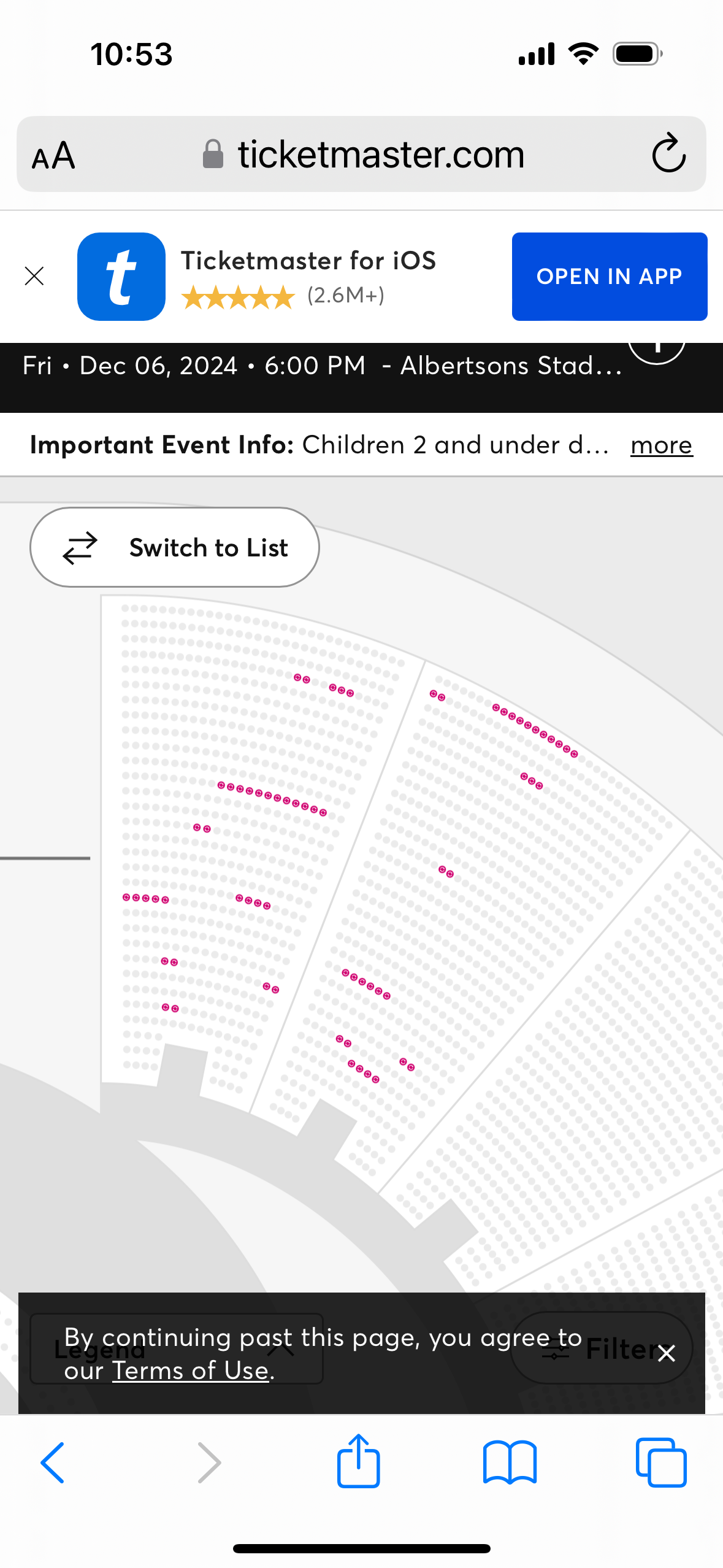 First sale Tickets are still available 45 as of 12/2 5:30