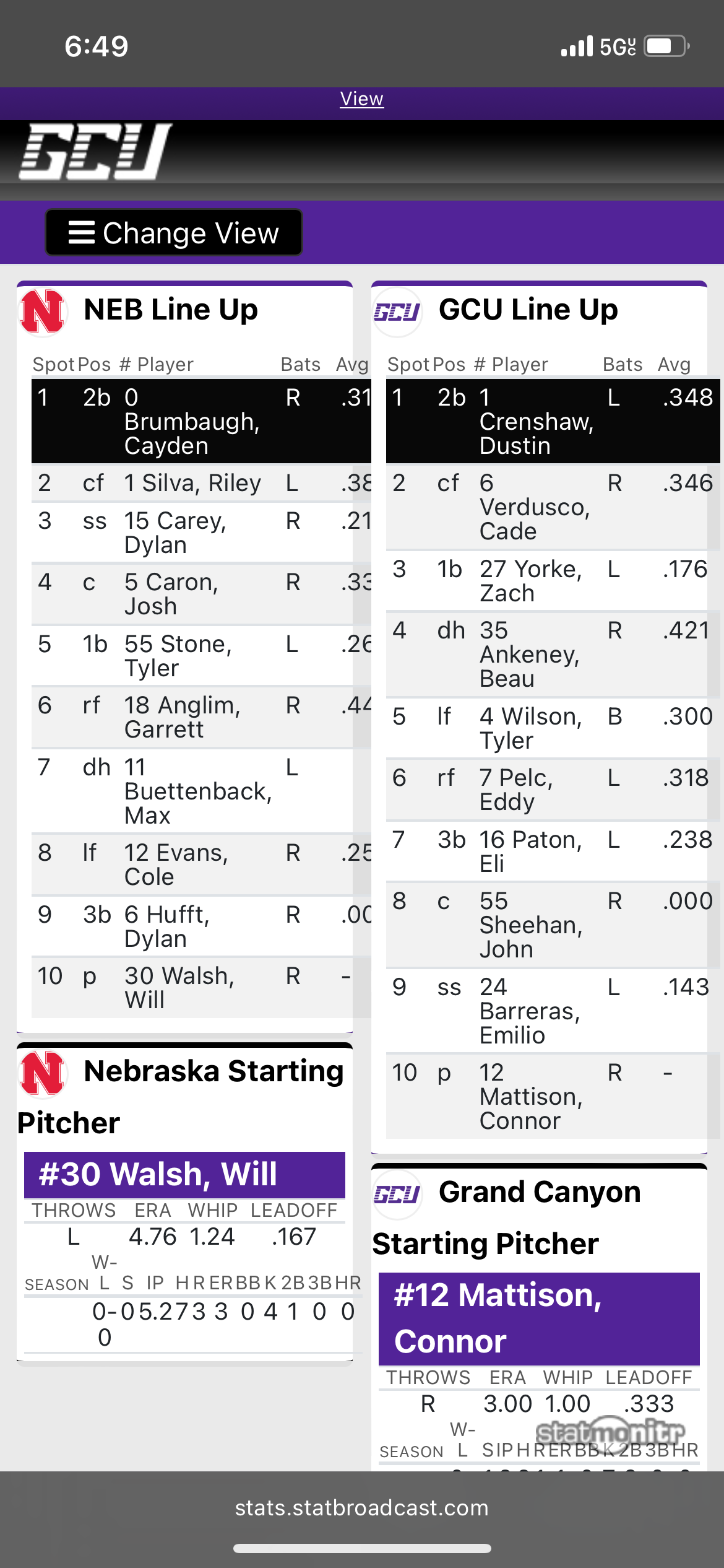 Updates: Nebraska Baseball vs. Grand Canyon, Game 3