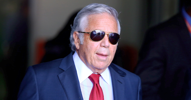 Robert Kraft and Roger Goodell seen smiling in New York City