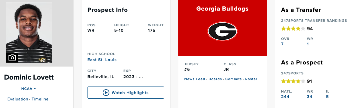 247Sports adds transfer ratings, rankings to player profile display