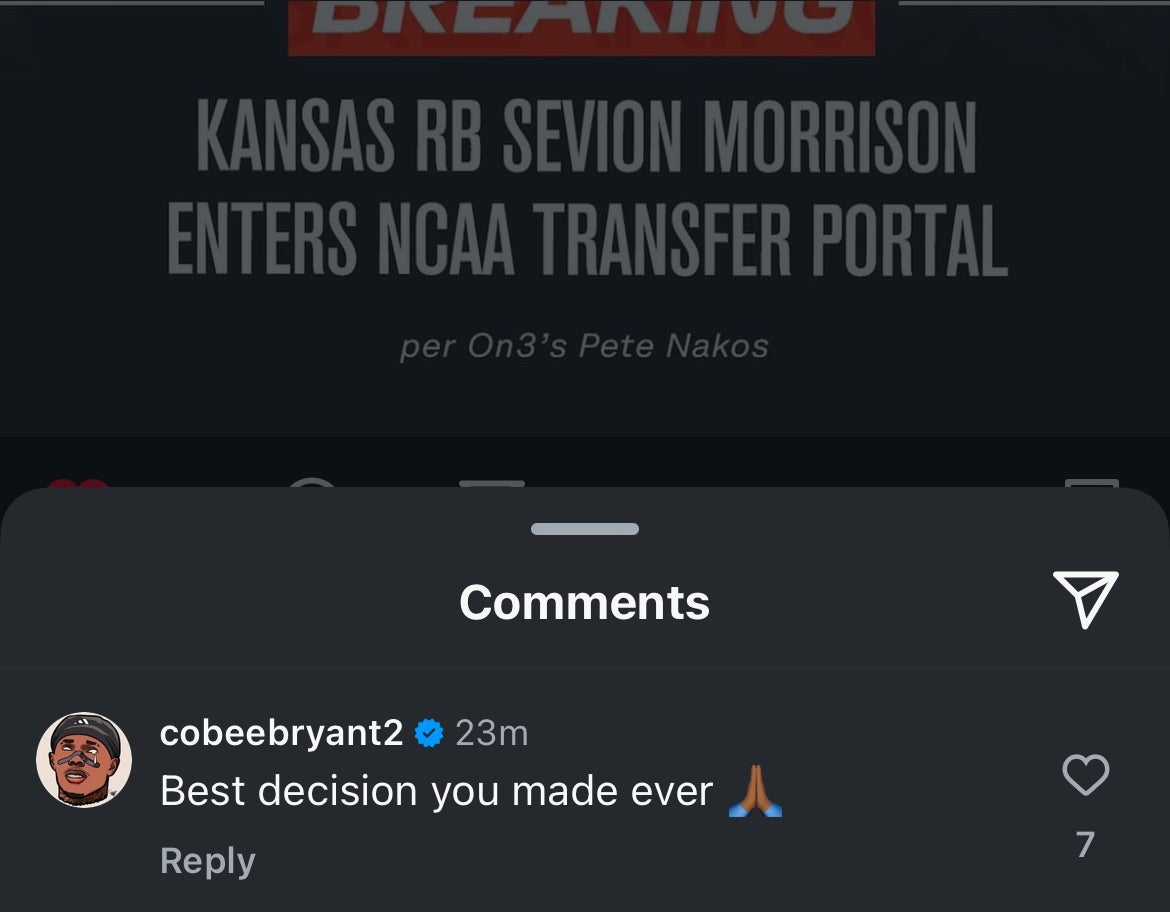 Kansas RB Sevion Morrison intends to transfer