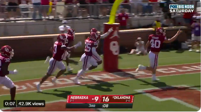 Oklahoma Sooners complete rare defensive two-point conversion against Nebraska