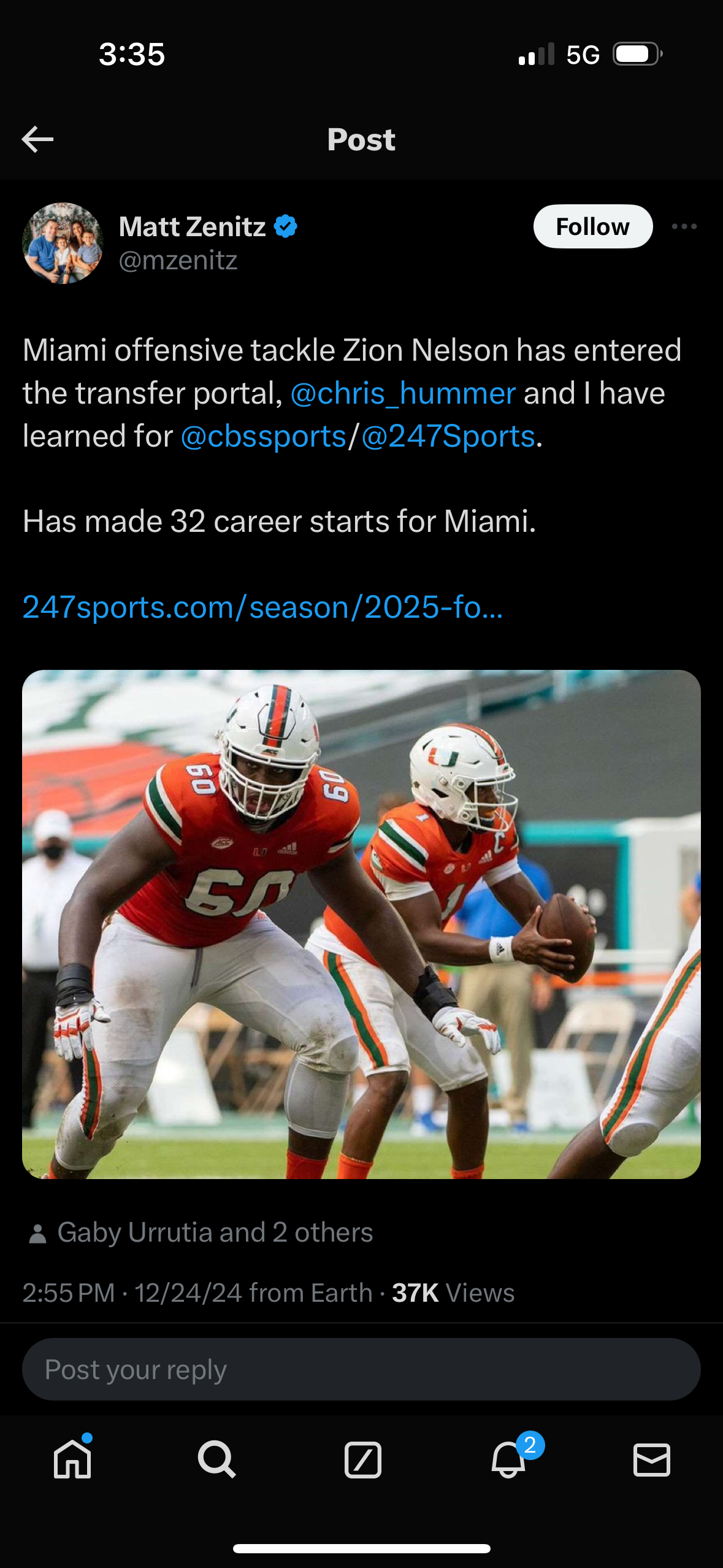 Zion Nelson Miami OT