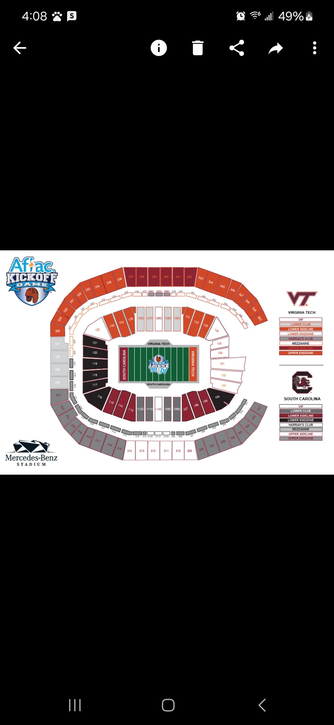 Seating chart for our game vs the Hokies.