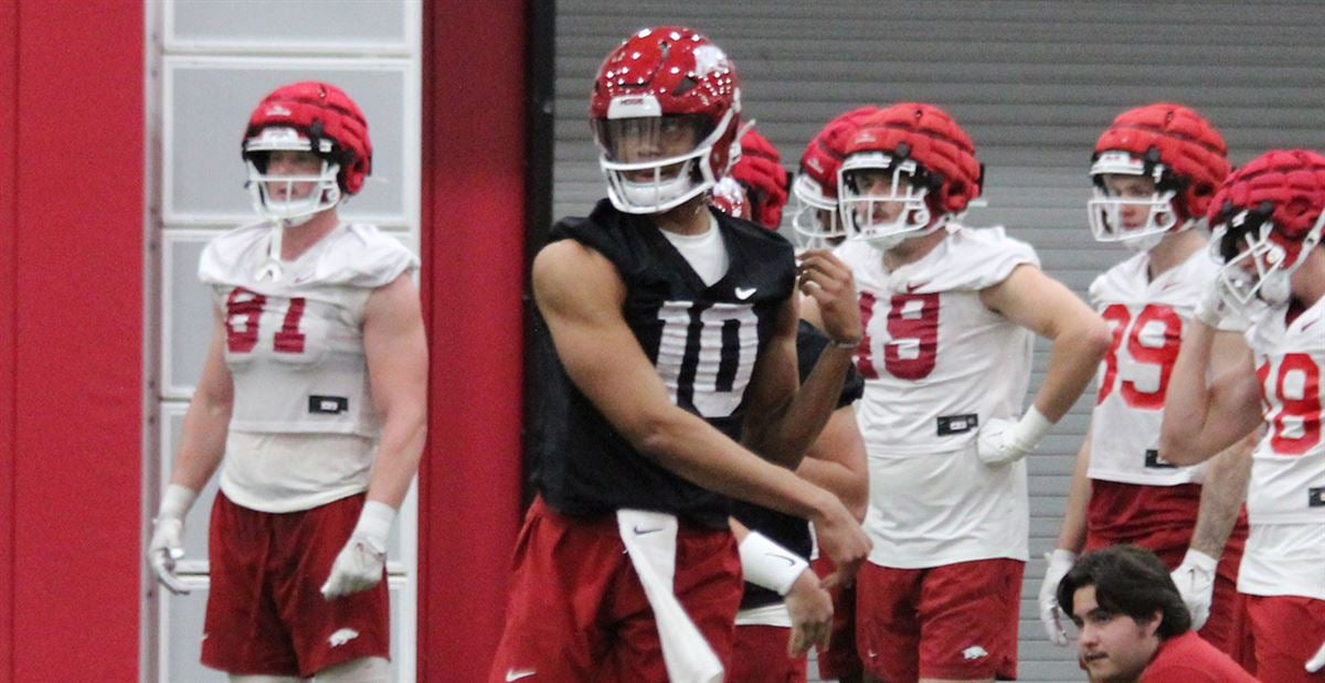 Taylen Green leads Arkansas offense in first spring practice