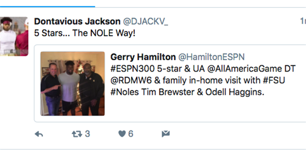 Dontavious Jackson ensuring 'Noles land Marvin Wilson