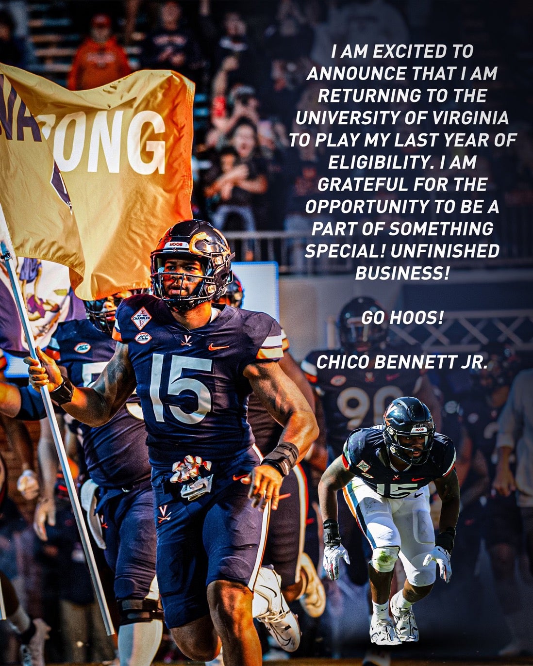 Virginia Cavaliers DE Chico Bennett Jr. announces he will return next ...