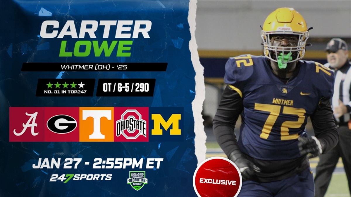 Top five OT Carter Lowe set to announce commitment on 247Sports