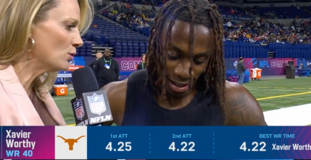 Texas WR Xavier Worthy breaks all-time NFL Combine record in 40-yard dash