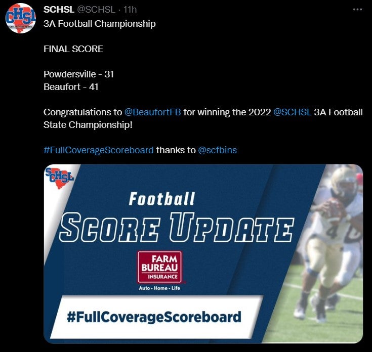 Congratulations Beaufort High School AAA State Champs