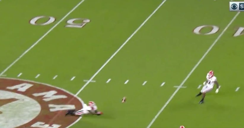 WATCH: Georgia forces Alabama interception on first play of game