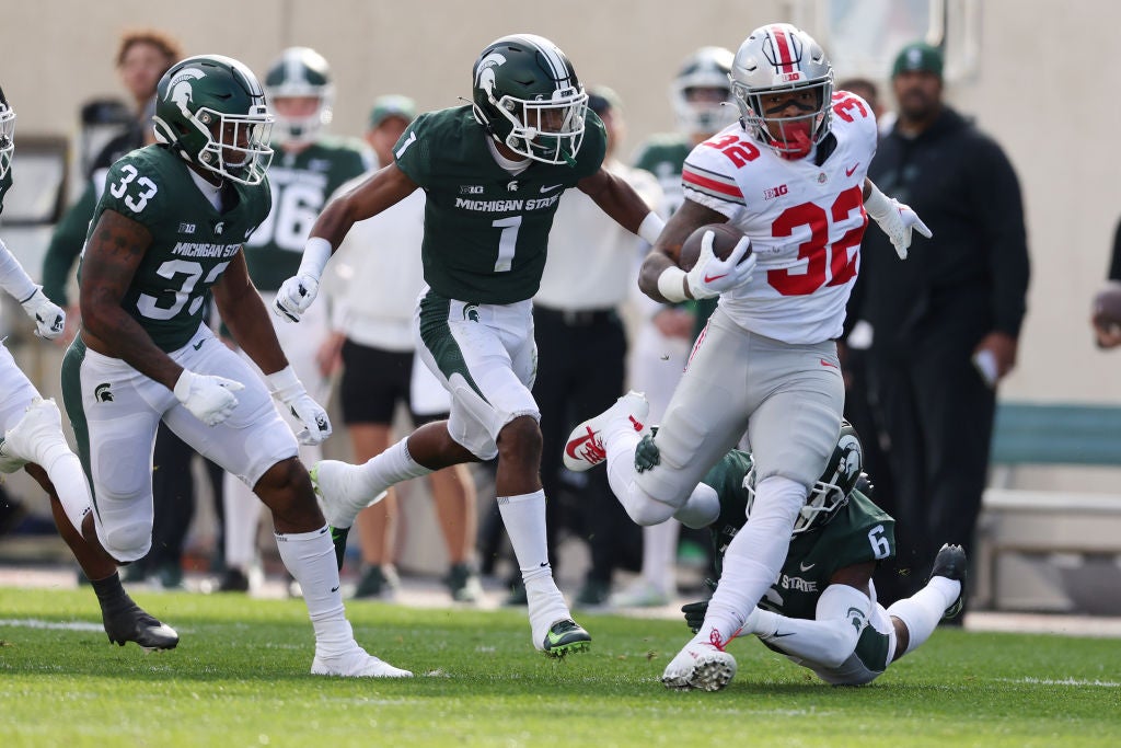Ohio State star RB TreVeyon Henderson leaves Michigan State game with ...