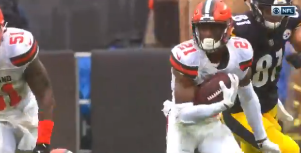 Denzel Ward records second interception of the game